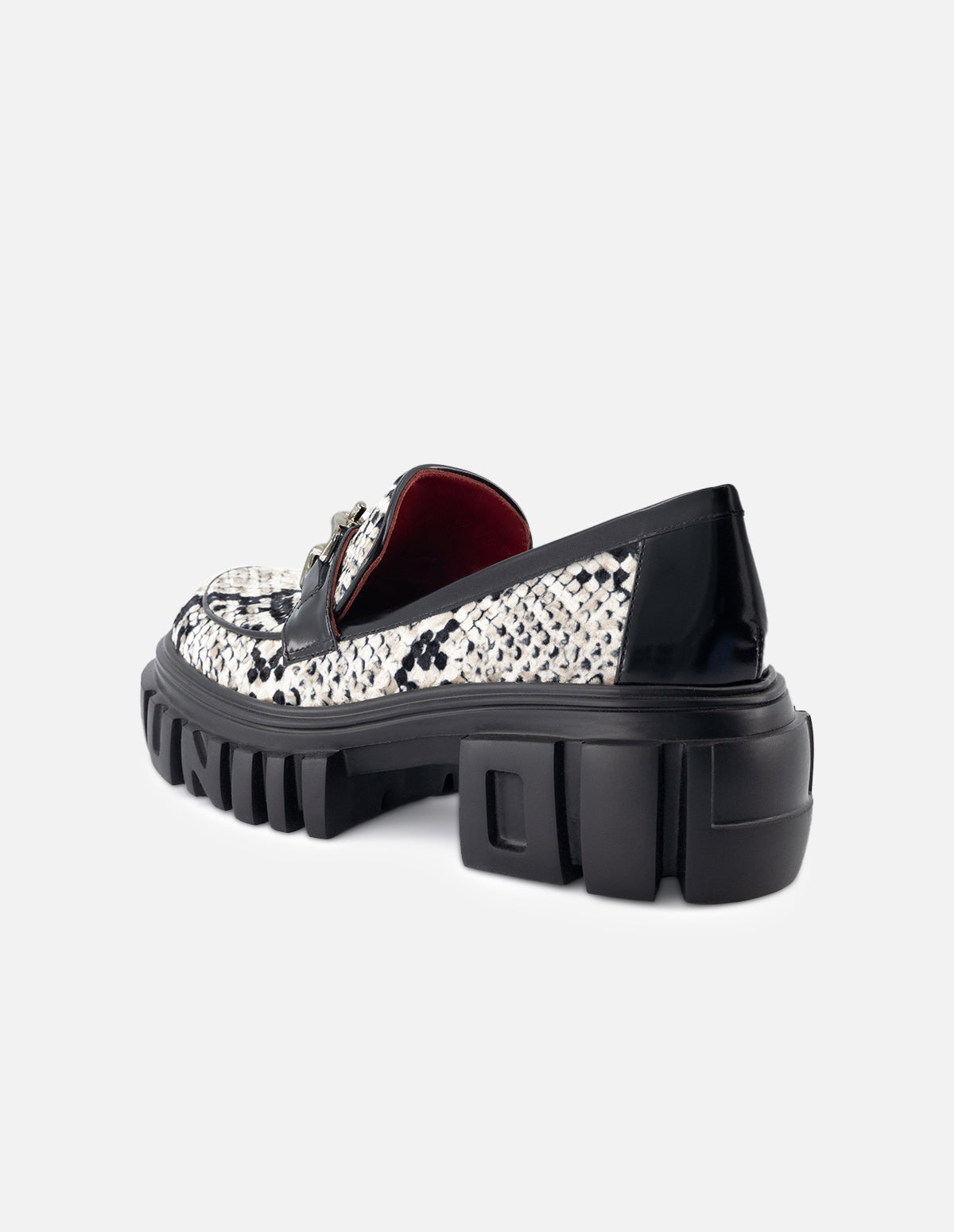 Mocasín Negro Textil Grabado Tipo Serpiente Para Mujer